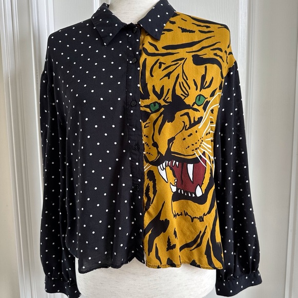Zara | Tops | Zara Button Up Tiger Print Shirt | Poshmark